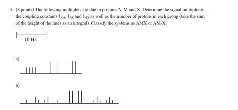 solved 5 8 points the following multiplets are due to