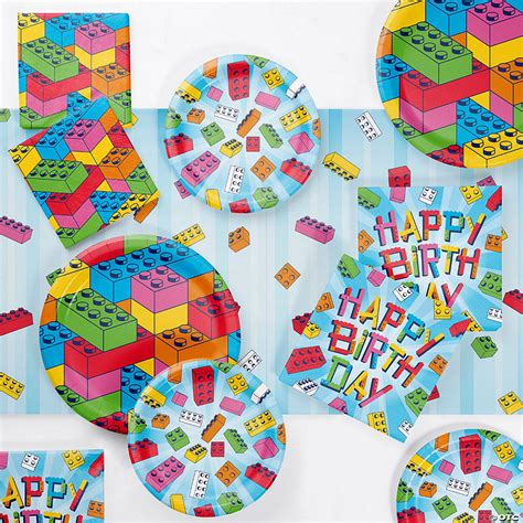 Block Bash Toy Blocks Tableware Set Serves 8 Oriental Trading