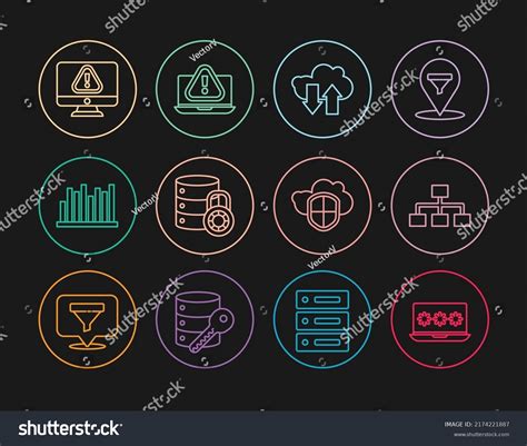 Set Line Laptop Password Hierarchy Organogram Stock Vector Royalty Free 2174221887 Shutterstock