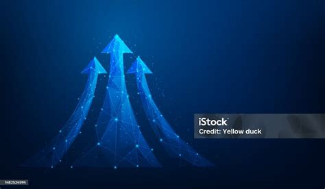 비즈니스 화살표는 진한 파란색 배경에 성장 투자 기술을 표시합니다 재무 데이터 그래프 Strategymarket 차트 이익 돈 벡터 일러스트레이션 하이테크 화살표에 대한