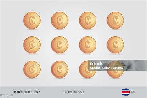 청동 색 동전입니다 현실적인 청동 코스타리카 콜론 동전 설정합니다 배경에 고립 된 개체입니다 웹사이트 웹 디자인 모바일 애플 리 케이 션 인포 그래픽에 대 한 금융 개념 0