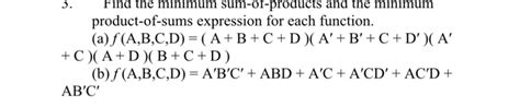 Solved Find The Minimum Sum Of Products And The Minimum