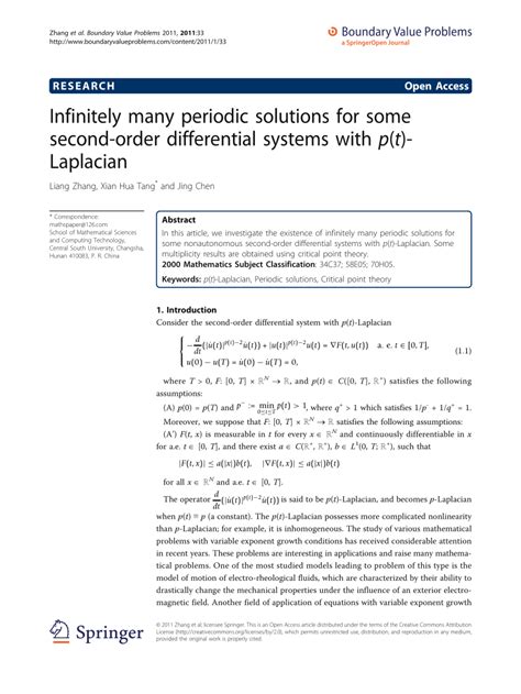 Pdf Infinitely Many Periodic Solutions For Some Second Order Differential Systems With Pt