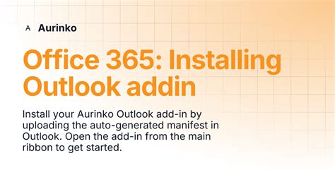 Office 365 Installing Outlook Addin Aurinko