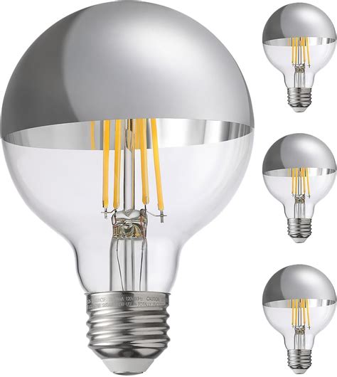 Half Chrome Led Filament Bulb A19 6w Led Light Bulb Silver Bowl Tipped