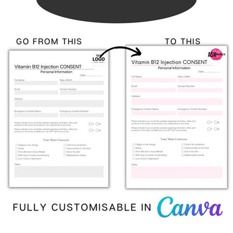 Editable Vitamin B12 Injection Consent Form For Aesthetic Practitioners
