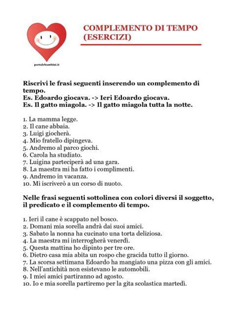 Il Complemento Di Tempo Portalebambini It Artofit