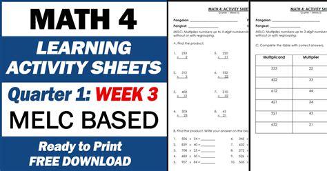 Learning Activity Sheets In Math 4 Quarter 1 Week 3 Free Download