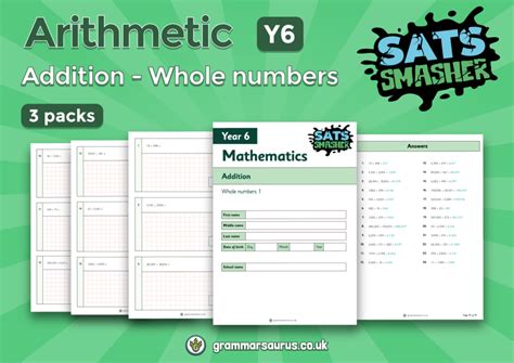 Y6 Sats Smasher Maths Arithmetic Addition Whole Numbers Grammarsaurus