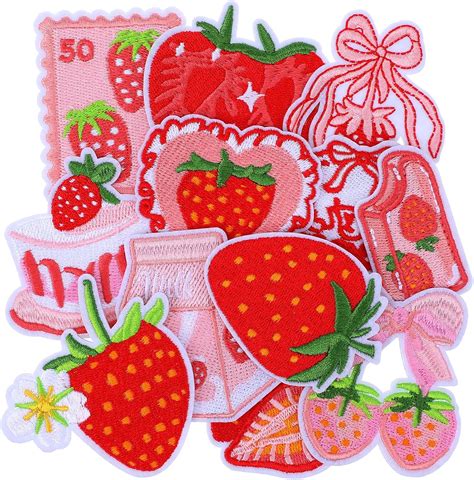 Elevatetech Strawberry Iron On Patches Cute Pink Fruit Cake