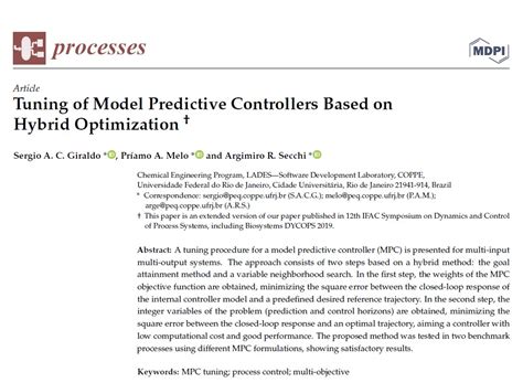 Sintonía Del Controlador Mpc Mpc Tuning Agosto 2025