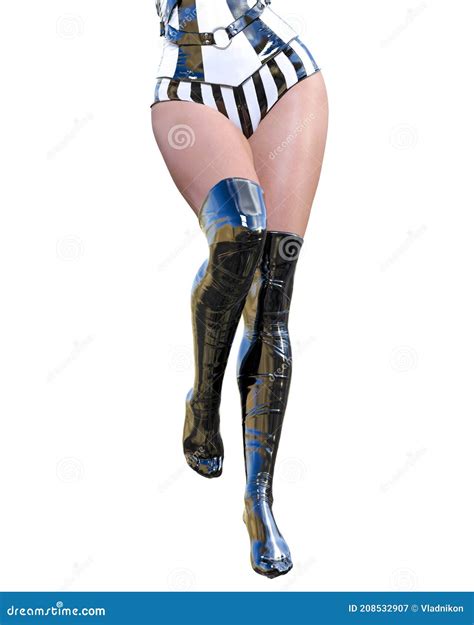 Beautiful Woman Legs In Latex Corset And Stocking Stock Illustration