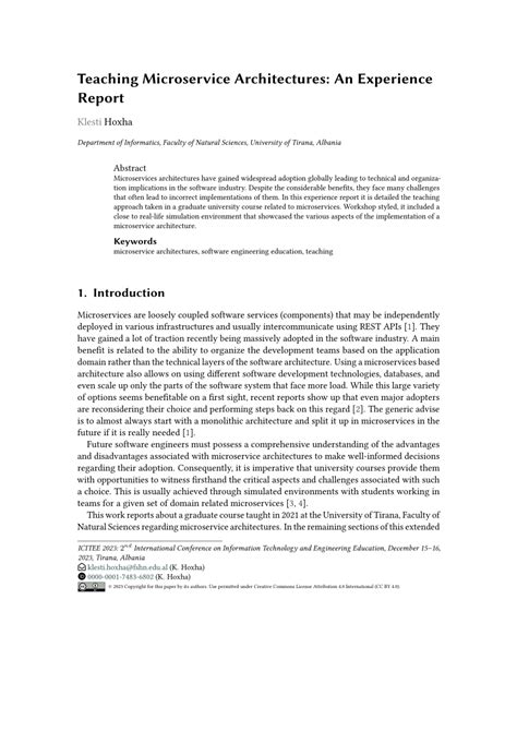 Pdf Teaching Microservice Architectures An Experience Report