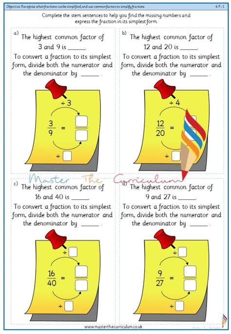 Recognise When Fractions Can Be Simplified And Use Common Factors To Simplify Fractions 1