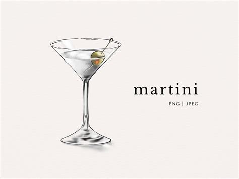 Martini Cocktail Alcoholic Drink Colored Clip Art Png Jpeg