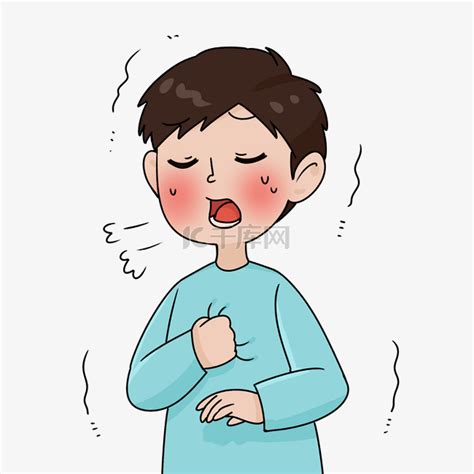 呼吸困难生病难受男孩人物插画流感素材图片免费下载 千库网