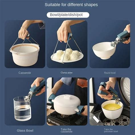 Badu Bg 5бр Щипка за захващане от неръждаема стомана Купа Чиния Гърне Тиган Щипка за чинии