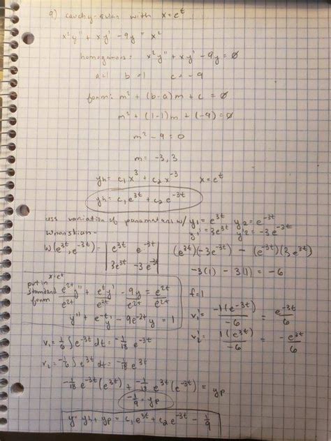 Cauchy Euler With Xet Differential Equations Ode
