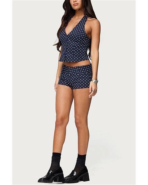 Edikted Twyla Polka Dot Halter Top In Blue Lyst Canada