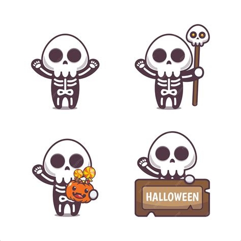 Cute Halloween Skeleton Cartoon