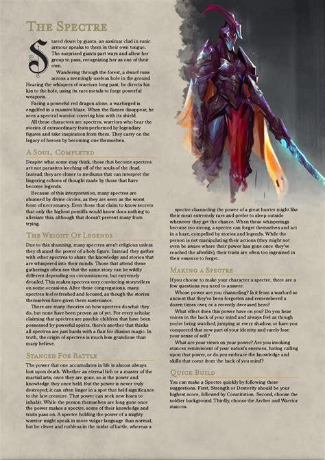 Oc The Spectre A Class That Turns Memories And Lost Power Into