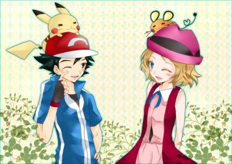 Safebooru 1girl Ash Ketchum Black Hair Blonde Hair Blue Eyes Blush