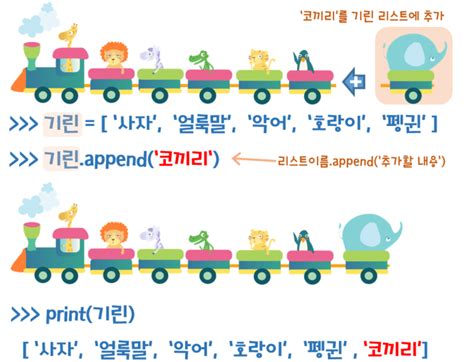 [코알못 python] 3 2강 파이썬 리스트 list 다루기 append 추가 del 삭제 수정 insert