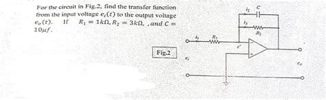 Solved For The Circuit In Fig Find The Transfer Function Chegg