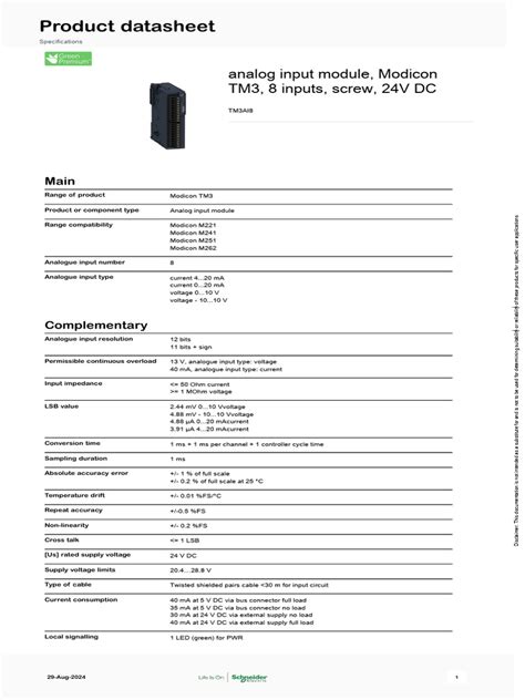 Schneider Electric Modicon Tm3 Tm3ai8 Pdf Electromagnetism Computer Engineering