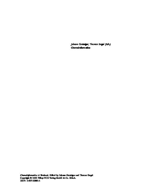 Chemoinformatics A Textbook Pdfepub Version Downloadable Download