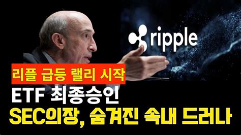 리플 Xrp 분석 긴급 Etf최종승인 리플 급등랠리 시작된다 Sec의장의 숨겨진 속내가 드러났다 필수