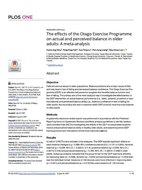 The Effects Of The Otago Exercise Programme Pdf