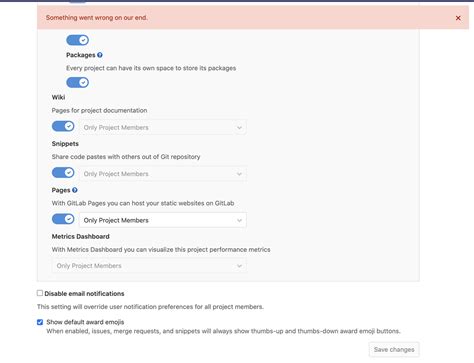 Error Saving Changes In Project Settings How To Use GitLab GitLab Forum