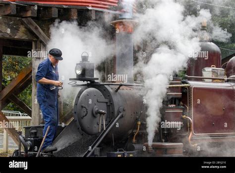 Melbourne Australia One Staff Is Cleaning The Ash From Smokebox Of The