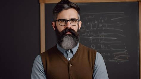 Premium AI Image A Man Stands In Front Of A Chalkboard With The Word Physics On It