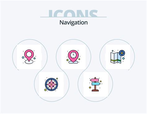 Navigation Line Filled Icon Pack 5 Icon Design Navigation Compass Map Gps Pinpoint 17666021