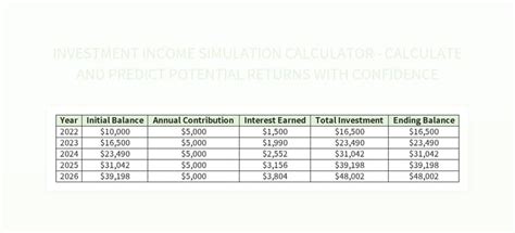 Free Investment Simulation Templates For Google Sheets And Microsoft Excel Slidesdocs