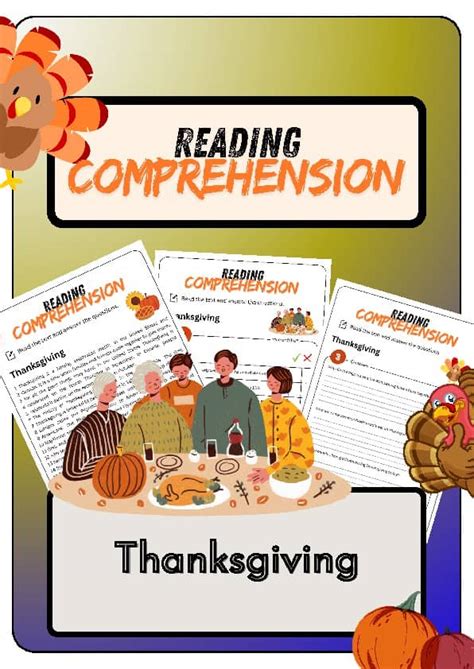 reading comprehension thanksgiving solutions by learnplanet tpt