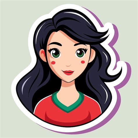 Beautiful Girl Sticker Vector Premium Ai Generated Vector