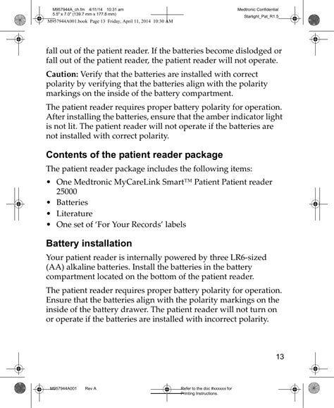 Medtronic 25000 Patient Reader 25000 User Manual