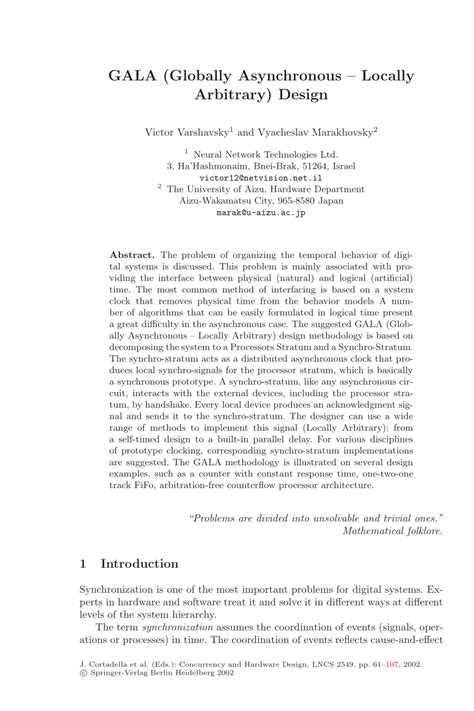Pdf Gala Globally Asynchronous Locally Arbitrary Design