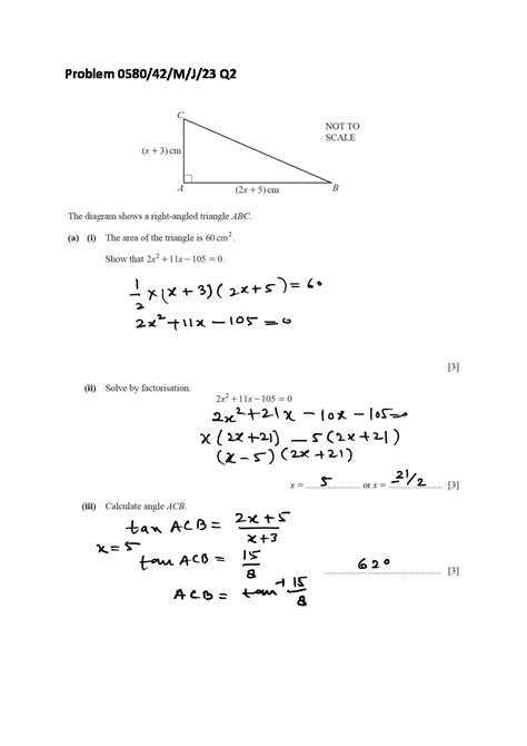solution igcse paper 4 trigonometry problem 0580 42 m j 23 q2 sat prep