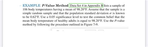 Solved Example P Value Method Data Set 4 ﻿in Appendix B