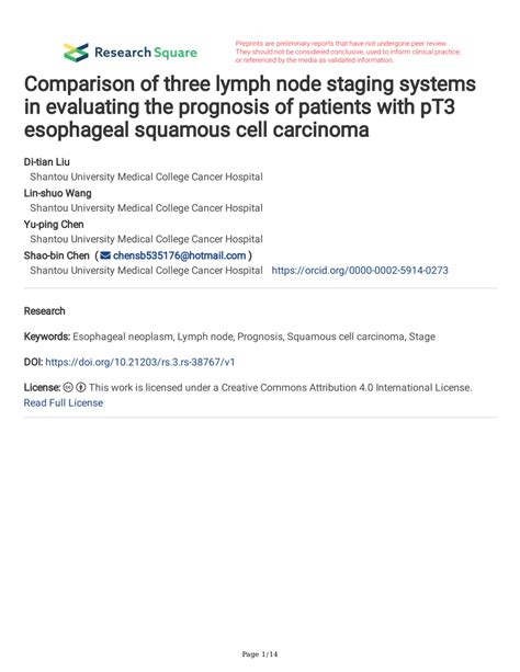 Pdf Comparison Of Three Lymph Node Staging Systems In Evaluating The Prognosis Of Patients