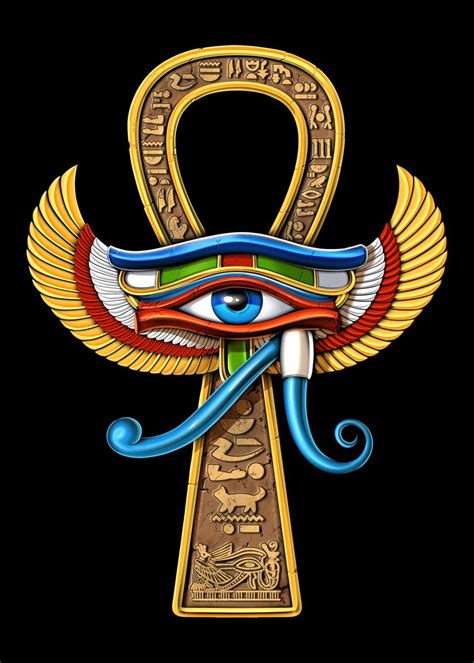 Egyptian Eye Of Horus Ankh Poster Picture Metal Print Paint By