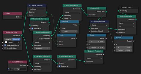 How Can I Use Geometry Nodes To Delete Only The Outer Portions Of A Convex Hull Between Paired