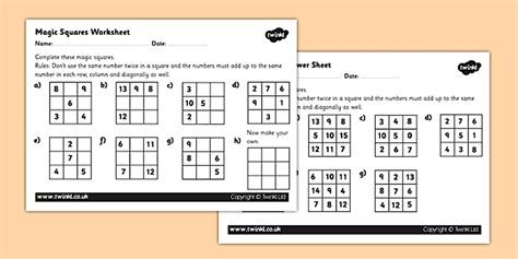 Ks2 Magic Squares Worksheet