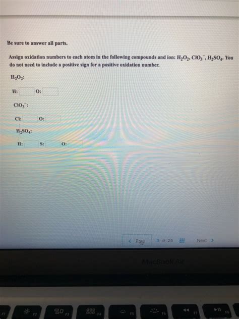 Solved Be Sure To Answer All Parts Assign Oxidation Numbers Chegg Com
