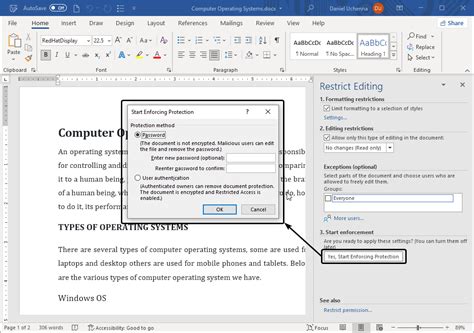 Editing And Formatting Restrictions