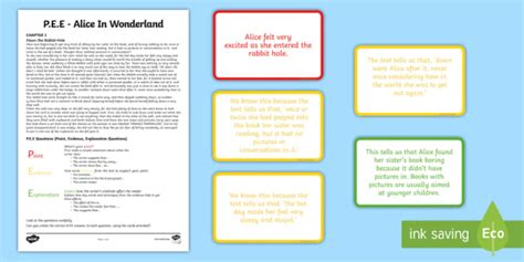 Pee Reading Comprehension Ks2 Alice In Wonderland